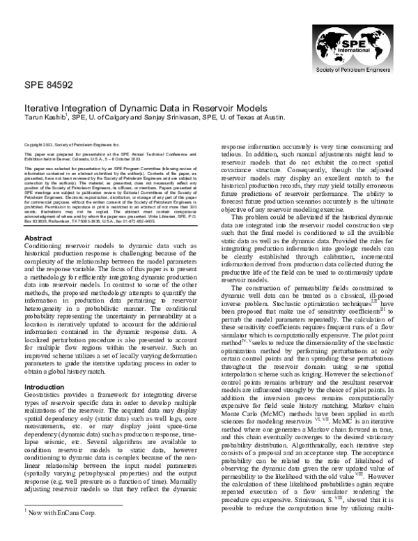 Pdf Iterative Integration Of Dynamic Data In Reservoir Models