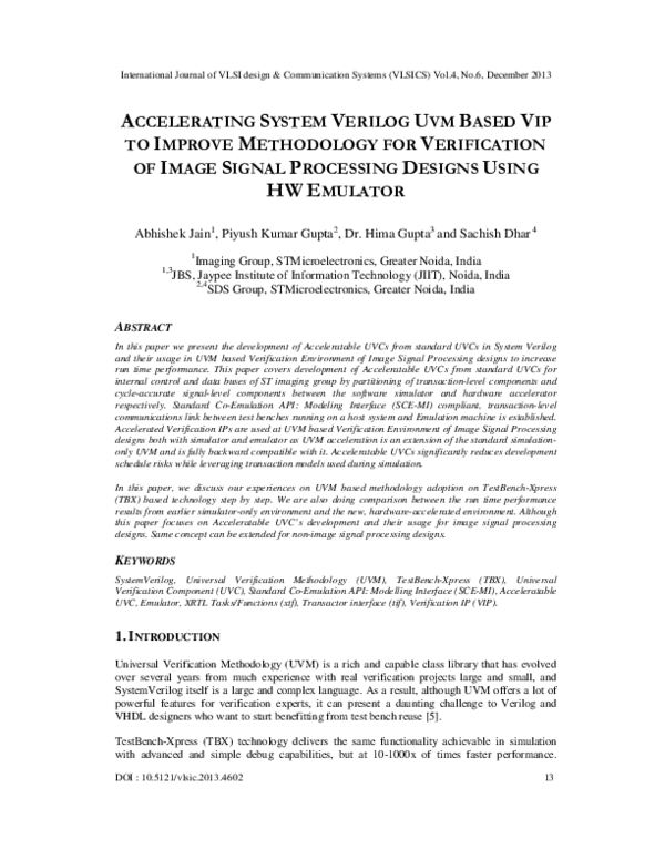 (PDF) Accelerating SystemVerilog UVM Based VIP to Improve Methodology ...