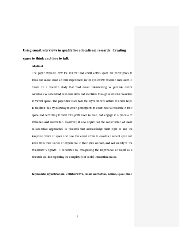 (PDF) Using email interviews in qualitative educational research ...