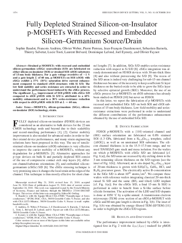(PDF) Fully Depleted Strained Silicon-on-Insulator p-MOSFETs With ...