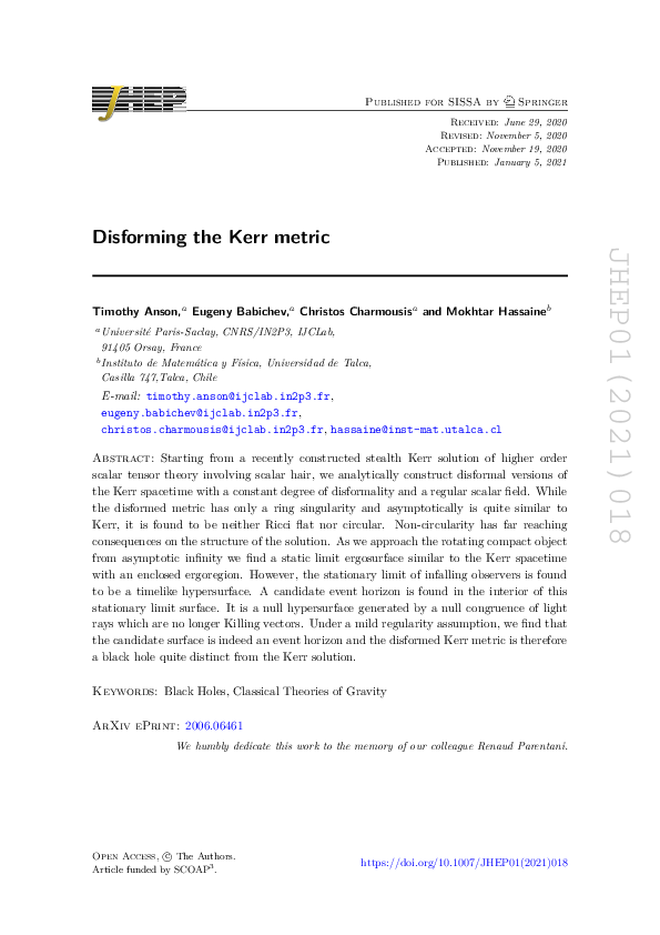 (PDF) Disforming the Kerr metric