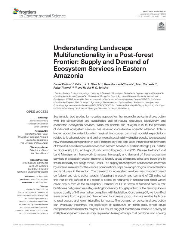 (PDF) Understanding Landscape Multifunctionality in a Post-forest ...