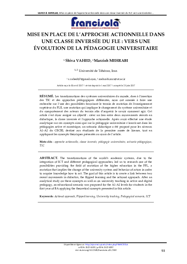 (PDF) Mise en place de l'approche actionnelle dans une classe inversée ...