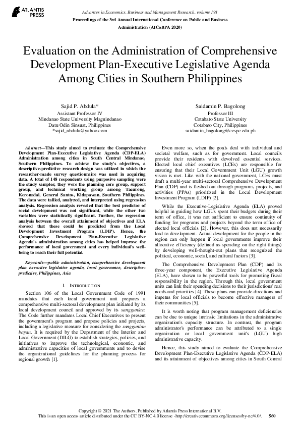 (PDF) Evaluation on the Administration of Comprehensive Development ...