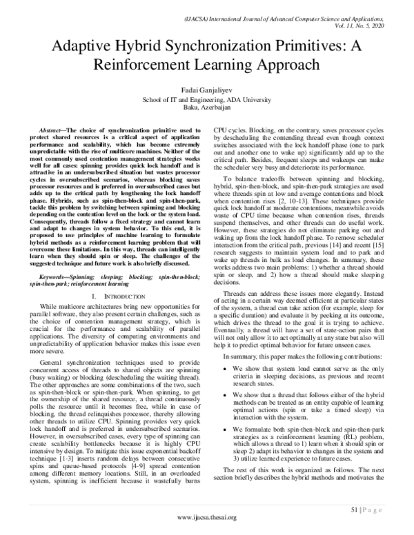 (PDF) Adaptive Hybrid Synchronization Primitives: A Reinforcement ... (PDF) Adaptive Hybrid Synchronization Primitives: A Reinforcement ...