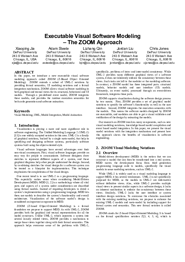 (PDF) Executable visual software modeling—the ZOOM approach