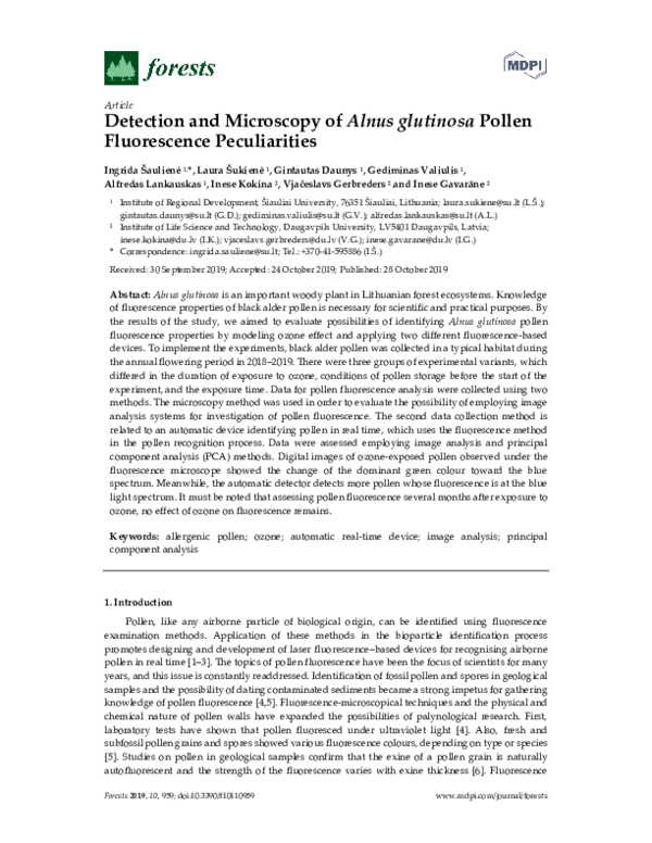 (PDF) Detection and Microscopy of Alnus glutinosa Pollen Fluorescence ...