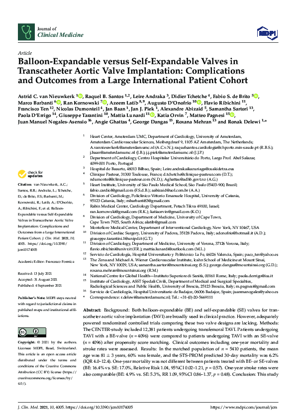 (PDF) Balloon-Expandable versus Self-Expandable Valves in Transcatheter Aortic Valve ...