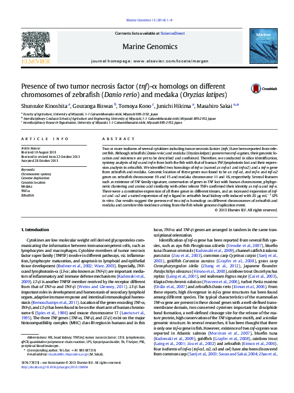 (PDF) Presence of two tumor necrosis factor (tnf)-α homologs on ...