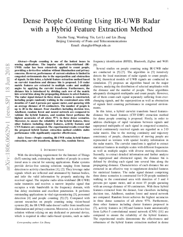 (PDF) Dense People Counting Using IR-UWB Radar With a Hybrid Feature Extraction Method