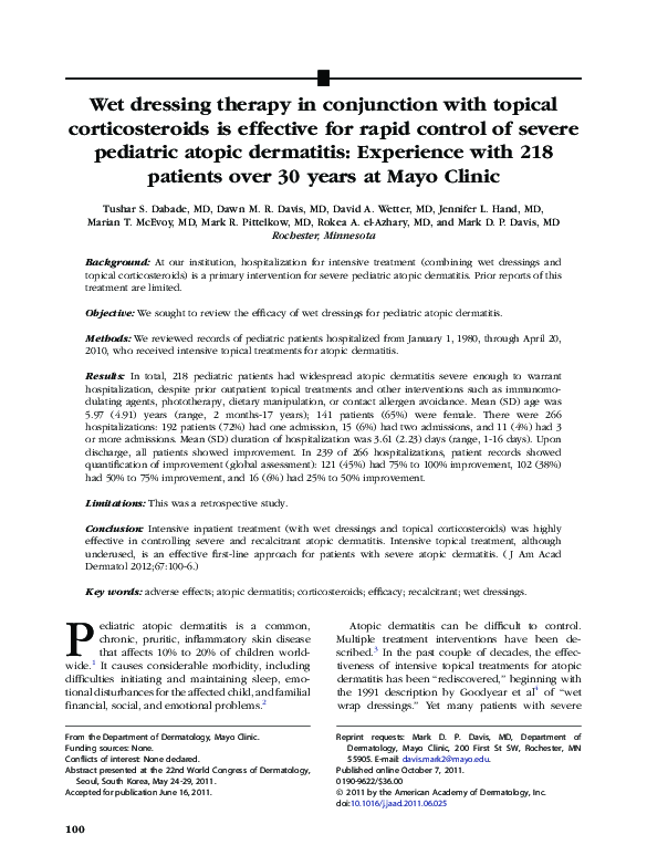 (PDF) Wet dressing therapy in conjunction with topical corticosteroids ...