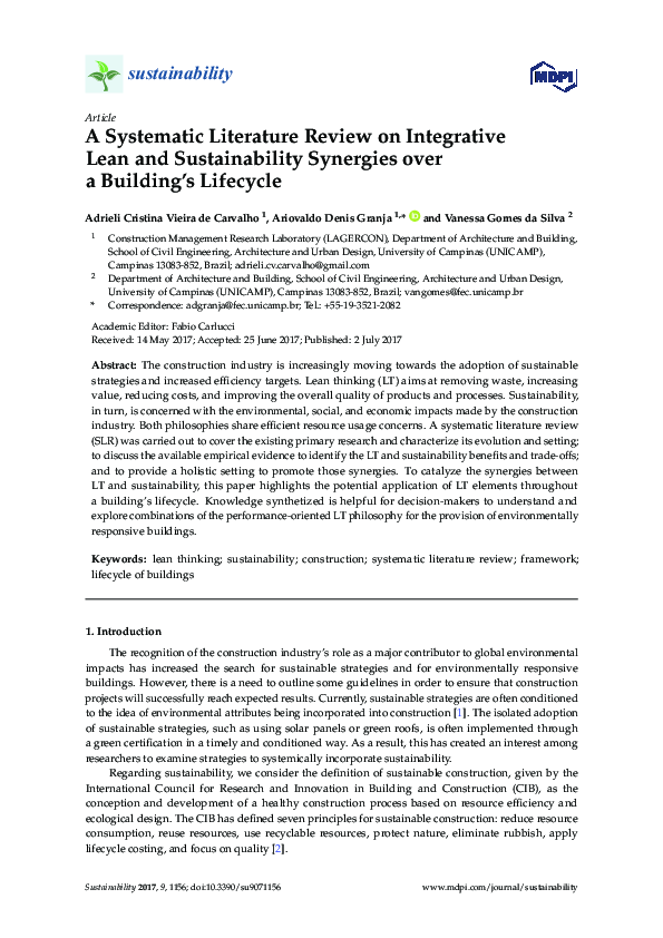 (PDF) A Systematic Literature Review on Integrative Lean and ...