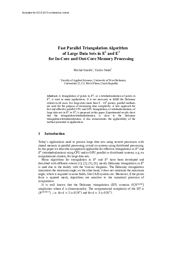 (PDF) Parallel Triangulation of Large Data Sets in E2 and E3