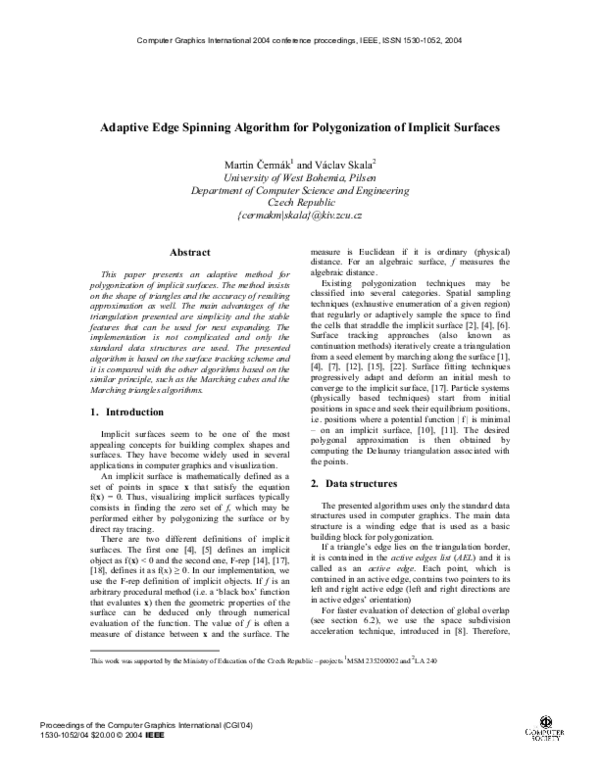 (PDF) Adaptive Edge Spinning Algorithm for Poligonization of Implicit ...