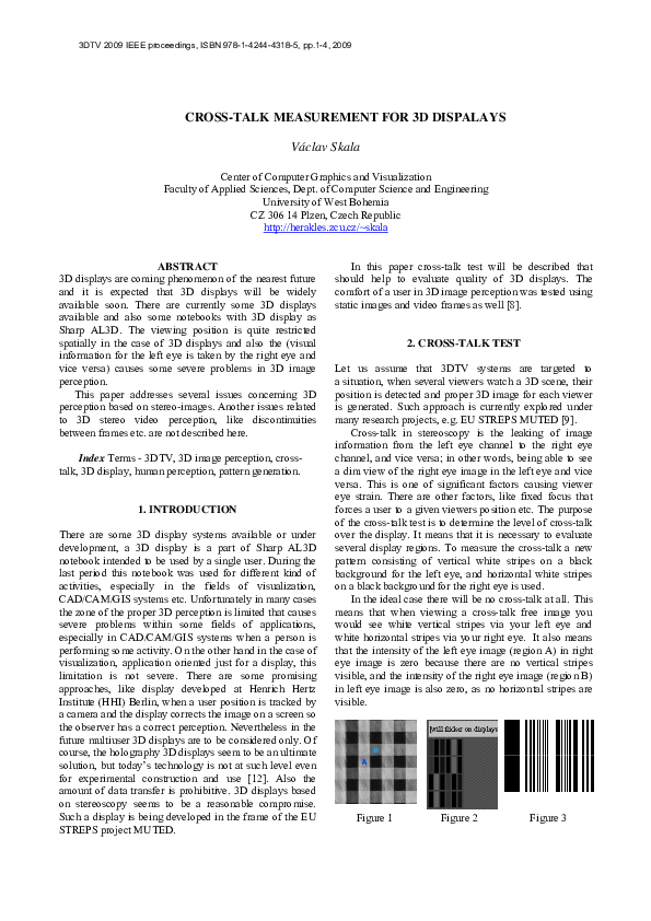 (PDF) Cross-talk measurement for 3D displays
