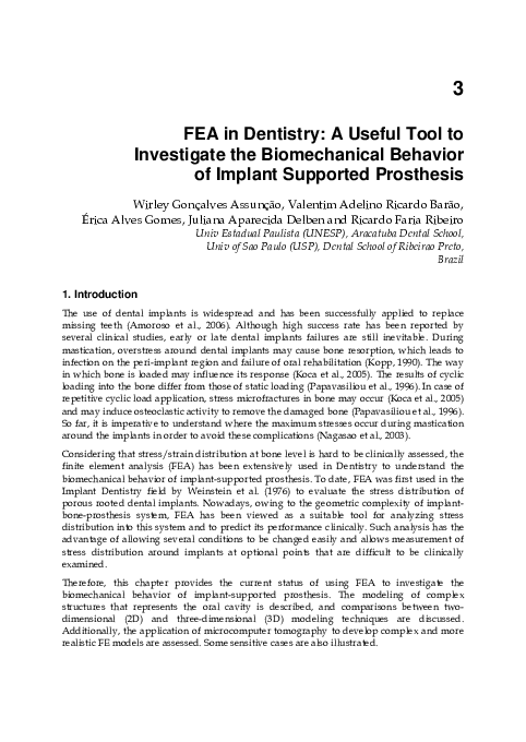 (PDF) FEA in Dentistry: a useful tool to investigate the biomechanical ...