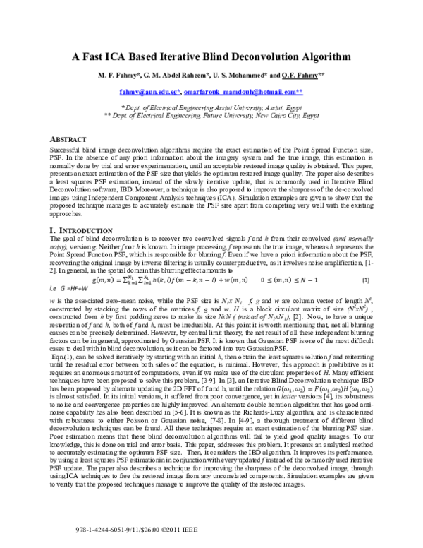 (PDF) A fast ICA based Iterative Blind Deconvolution algorithm