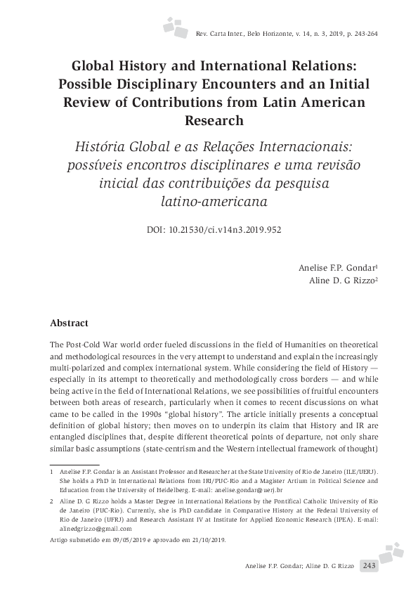 (PDF) Global History and International Relations