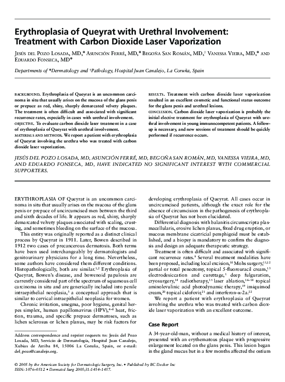 (PDF) Erythroplasia of Queyrat with Urethral Involvement: Treatment ...