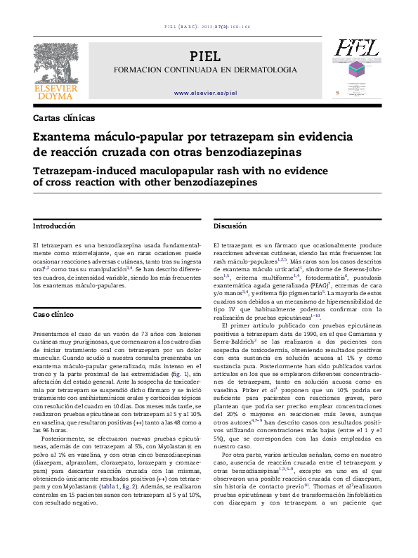 (PDF) Exantema máculo-papular por tetrazepam sin evidencia de reacción ...