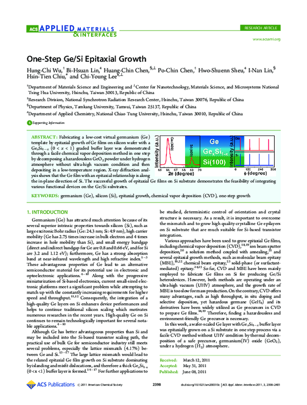 (PDF) One-Step Ge/Si Epitaxial Growth