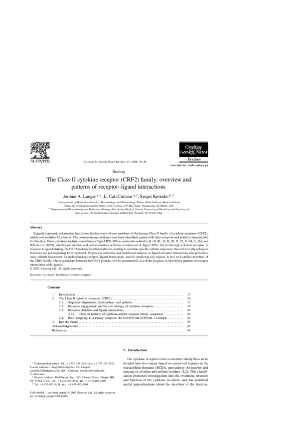 (PDF) The Class II cytokine receptor (CRF2) family: overview and ...