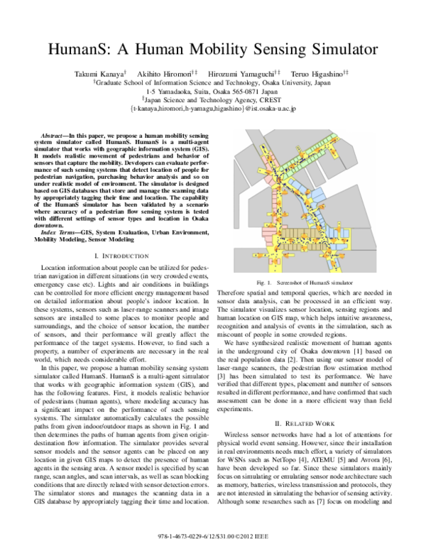 (PDF) HumanS: A human mobility sensing simulator