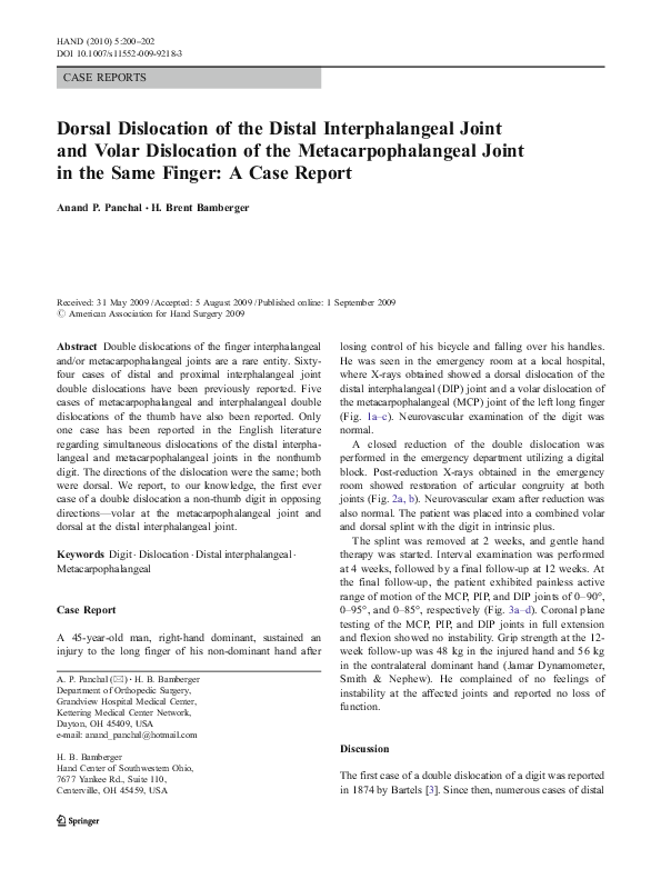 (PDF) Dorsal dislocation of the distal interphalangeal joint with ...