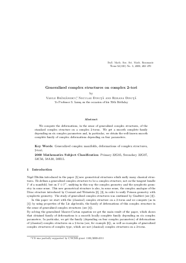 (PDF) Generalized complex structures on complex 2-tori