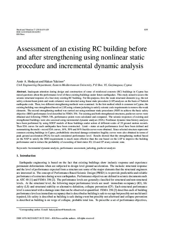 (PDF) Assessment of an Existing RC Building before and after ...