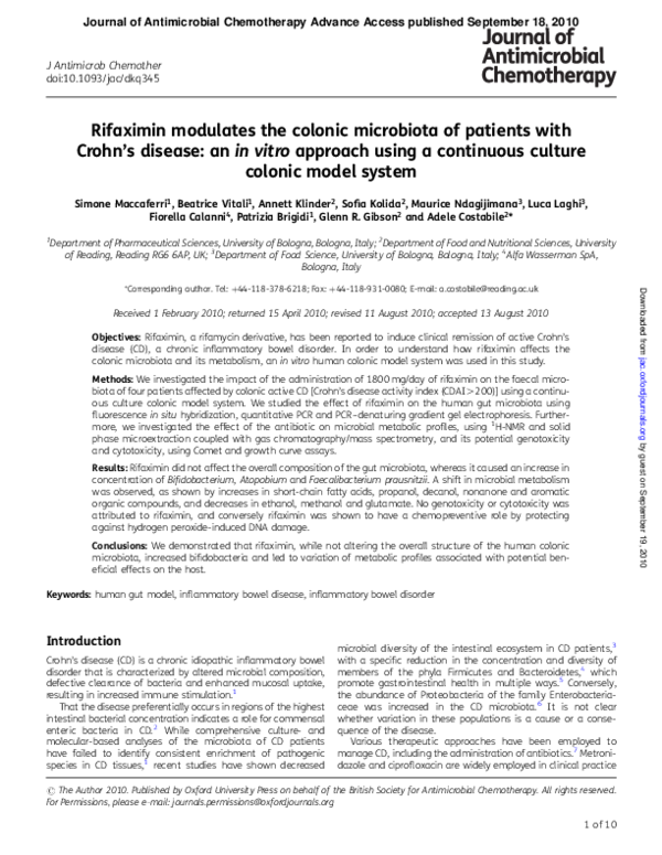 (PDF) Rifaximin modulates the colonic microbiota of patients with Crohn ...