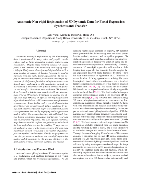 (PDF) Automatic non-rigid registration of 3D dynamic data for facial ...