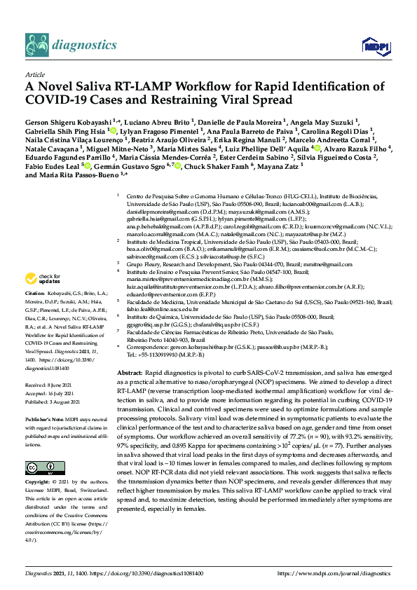 (PDF) A Novel Saliva RT-LAMP Workflow for Rapid Identification of COVID ...
