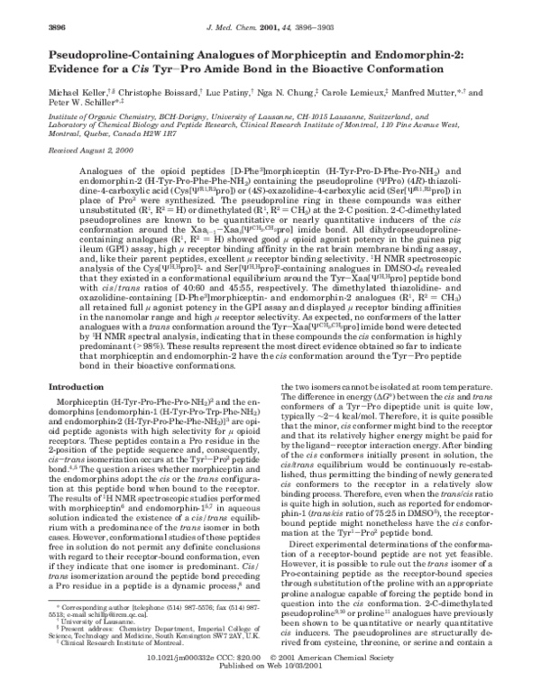 (PDF) Pseudoproline-Containing Analogues of Morphiceptin and ...