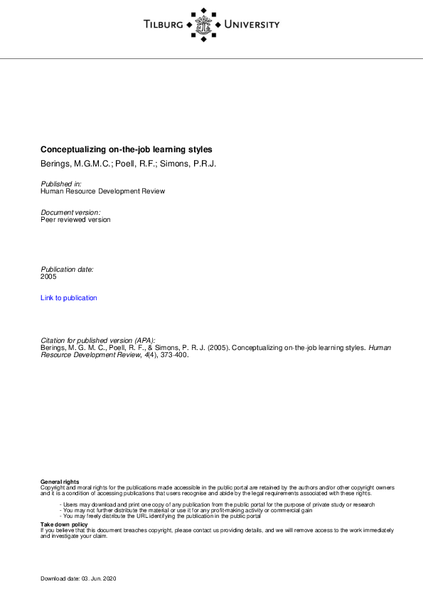 (PDF) Conceptualizing On-the-Job Learning Styles