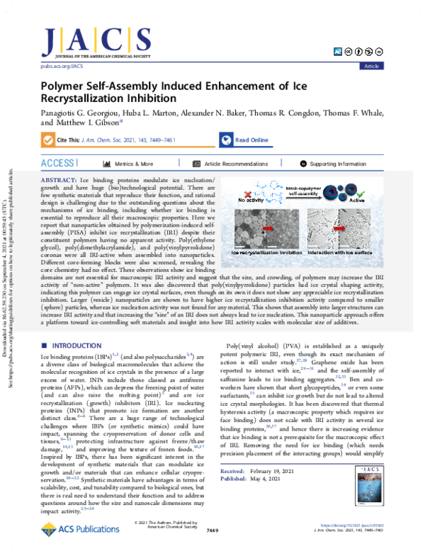 (PDF) Polymer Self-Assembly Induced Enhancement of Ice ...