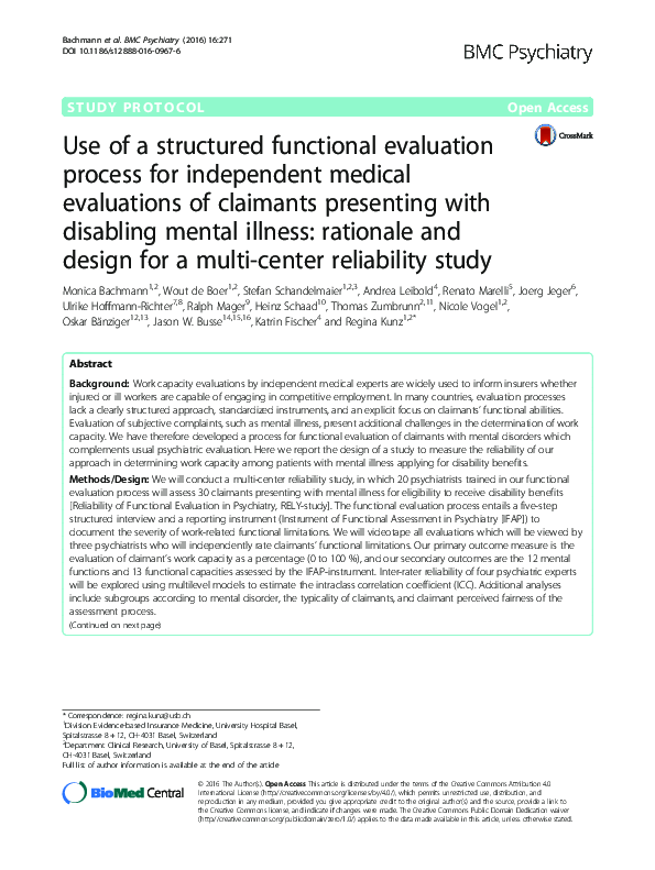 (PDF) Use of a structured functional evaluation process for independent ...
