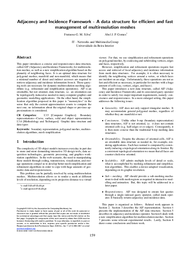 Pdf Adjacency And Incidence Framework A Data Structure For Efficient And Fast Management Of
