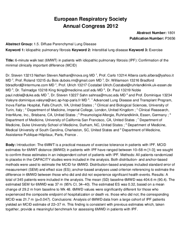 (PDF) 6-minute walk test (6MWT) in patients with idiopathic pulmonary ...