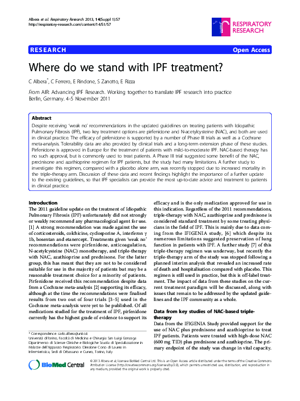 (PDF) Where do we stand with IPF treatment?
