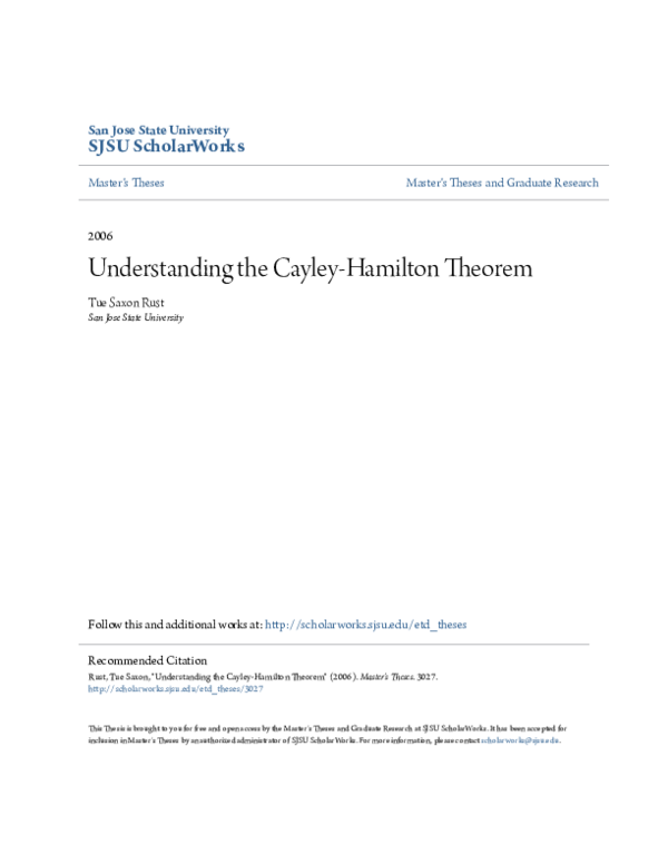 (PDF) Understanding the Cayley-Hamilton Theorem