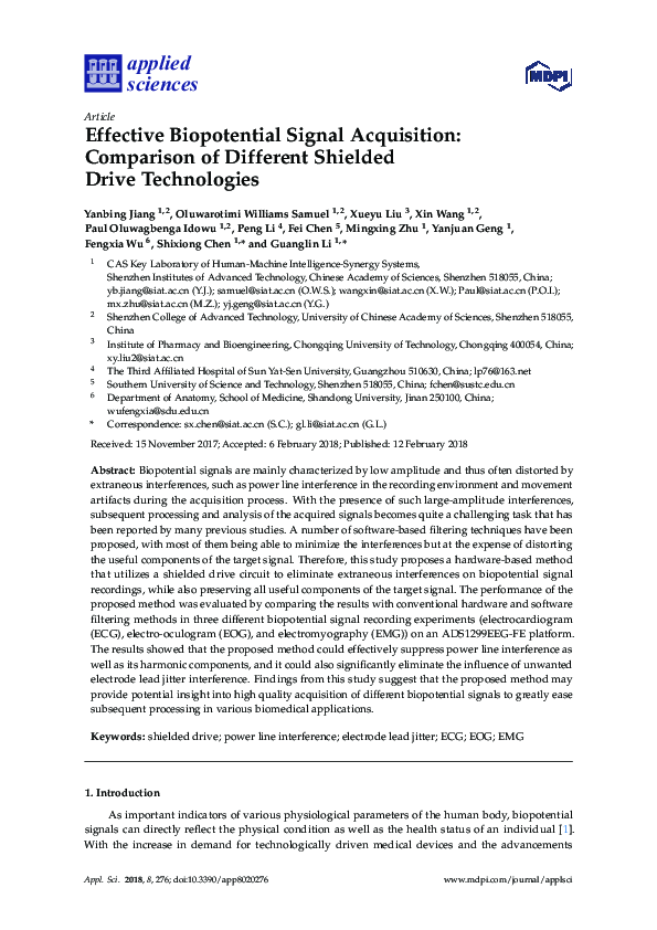 (PDF) Effective Biopotential Signal Acquisition: Comparison of Different Shielded Drive Technologies