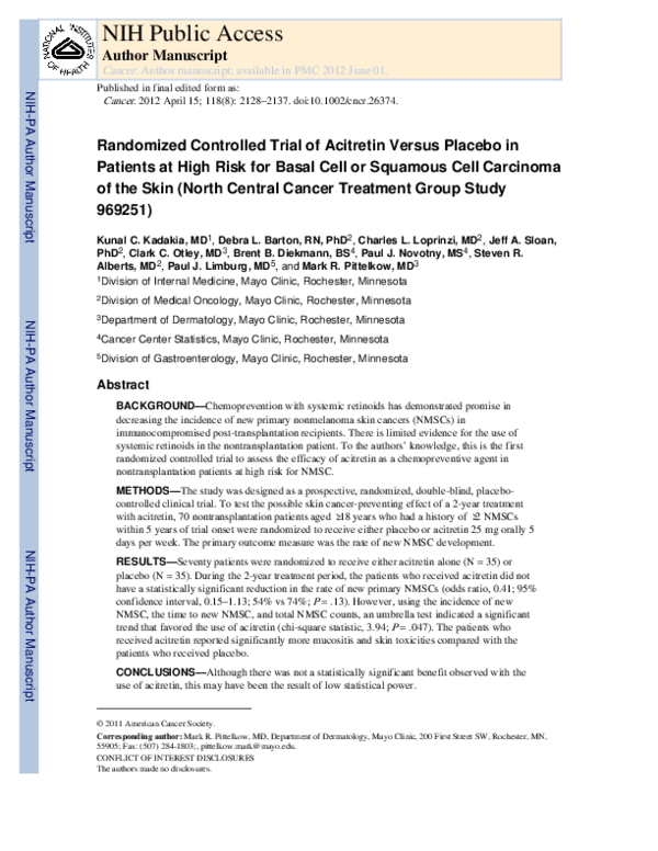 (PDF) Randomized controlled trial of acitretin versus placebo in ...