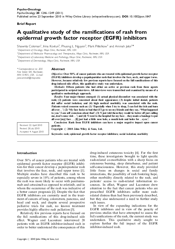 (PDF) A qualitative study of the ramifications of rash from epidermal ...