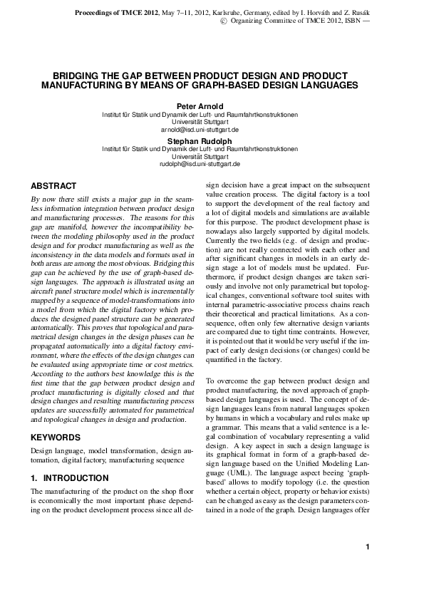 (PDF) Bridging the Gap Between Product Design and Product Manufacturing by Means of Graph-Based ...
