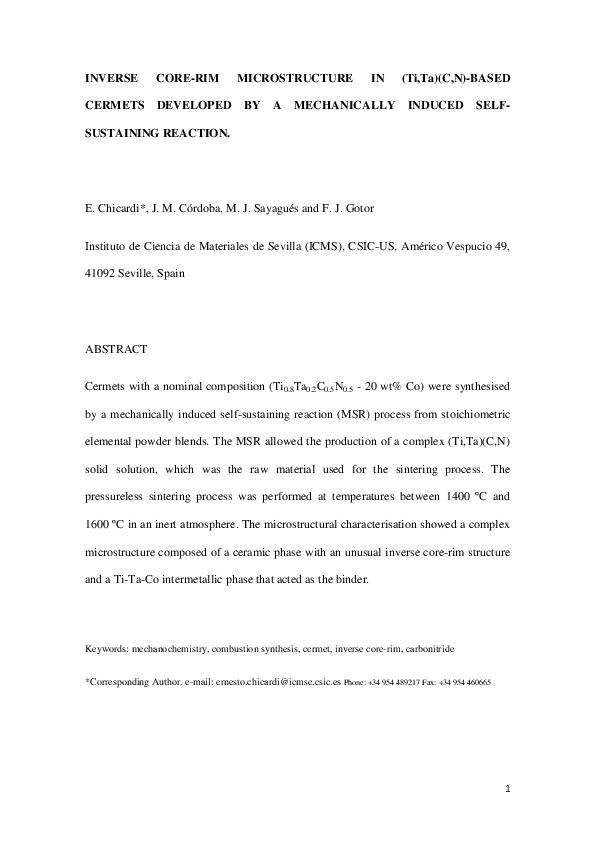 (PDF) Inverse core–rim microstructure in (Ti,Ta)(C,N)-based cermets developed by a mechanically ...