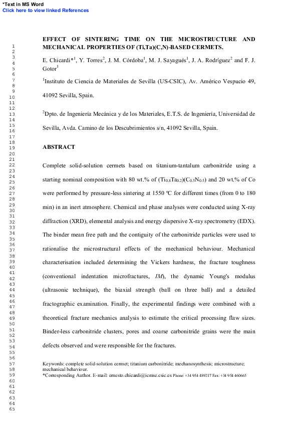 (PDF) Effect of sintering time on the microstructure and mechanical properties of (Ti,Ta)(C,N ...