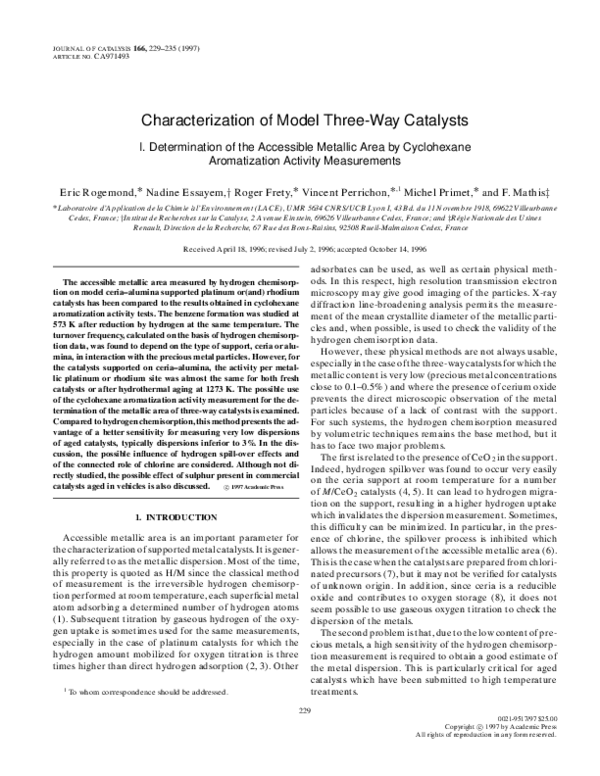 (PDF) Characterization of Model Three-Way Catalysts