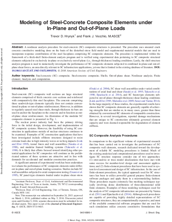 (PDF) Modeling of Steel-Concrete Composite Elements under In-Plane and ...