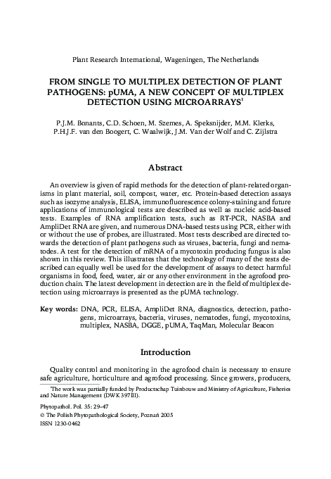 (PDF) From single to multiplex detection of plant pathogens: pUMA, a new concept of multiplex ...